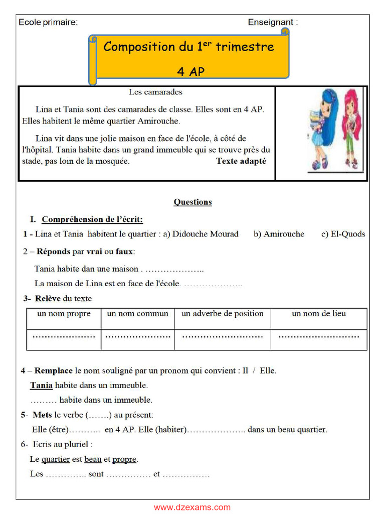 Dzexams 4ap Francais 394690 | PDF