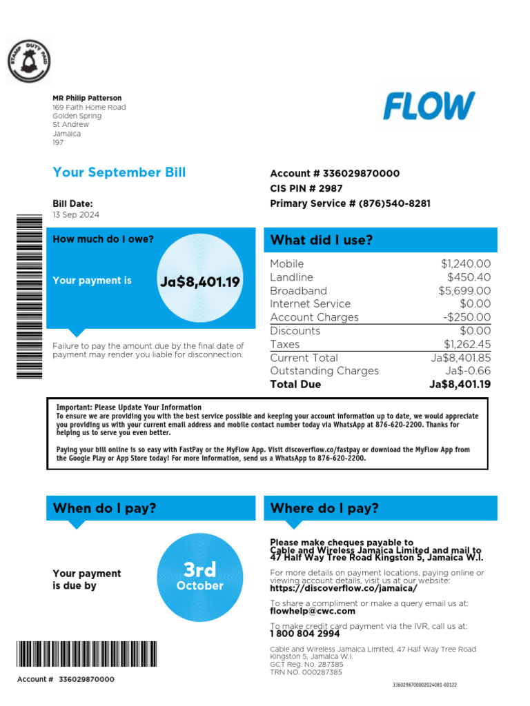 Flow Bill Payment Guide for Jamaica | PDF