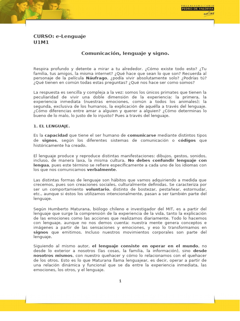 Lenguaje, Signos y Comunicación | PDF | Comunicación | Experiencia
