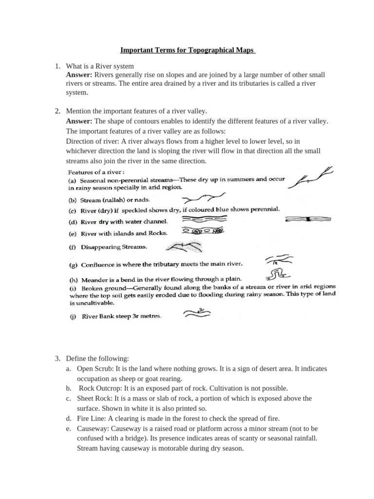 Important Terms for Topographical Maps | PDF | River | Stream