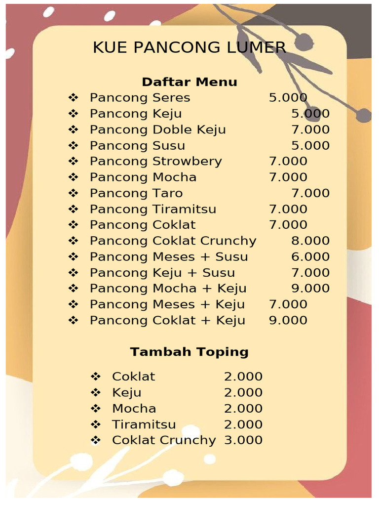 Kue Pancong Lumer | PDF