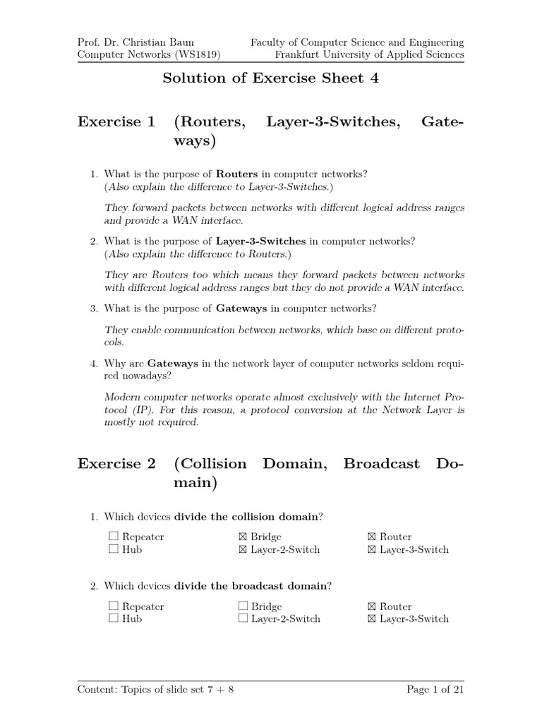 Computer Networks WS1819 Exercise Sheet 04 Solution | PDF | Ip Address | Computer Network