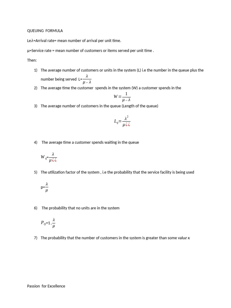 Queuing Formula | PDF
