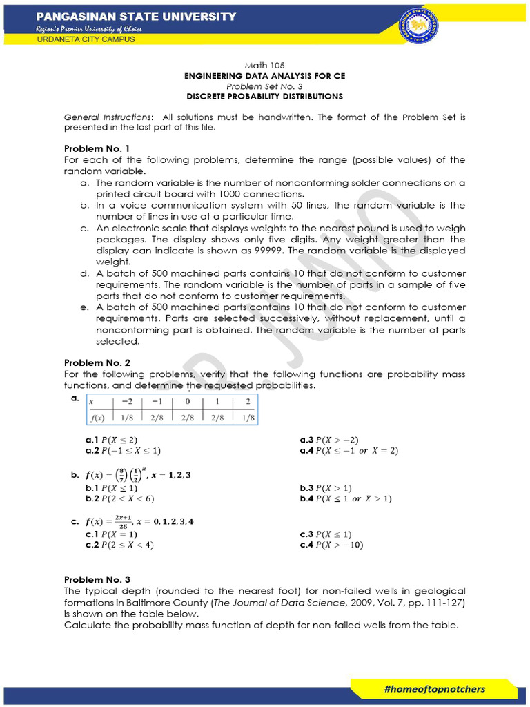 Problem-Set-No-3 | PDF | Random Variable | Probability Distribution