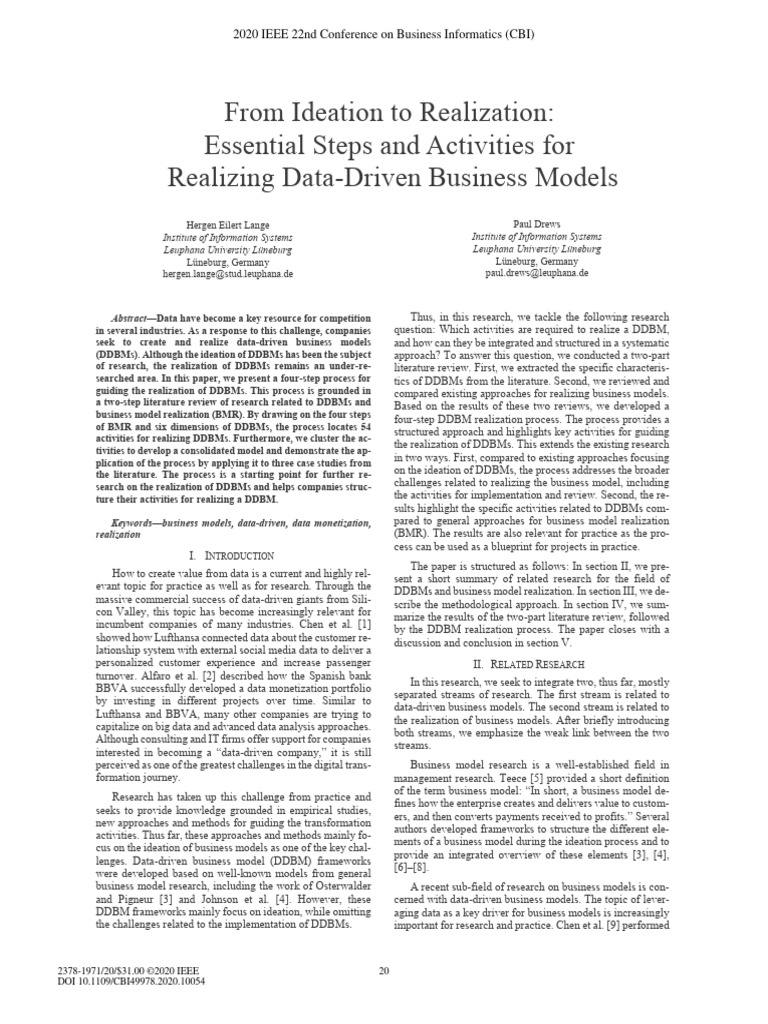 Realizing Data-Driven Business Models | PDF | Business Model | Databases