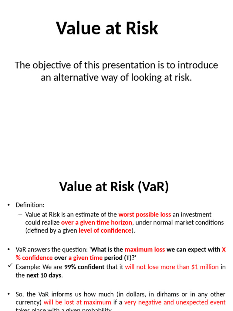 Topic Value at Risk | PDF | Value At Risk | Market (Economics)