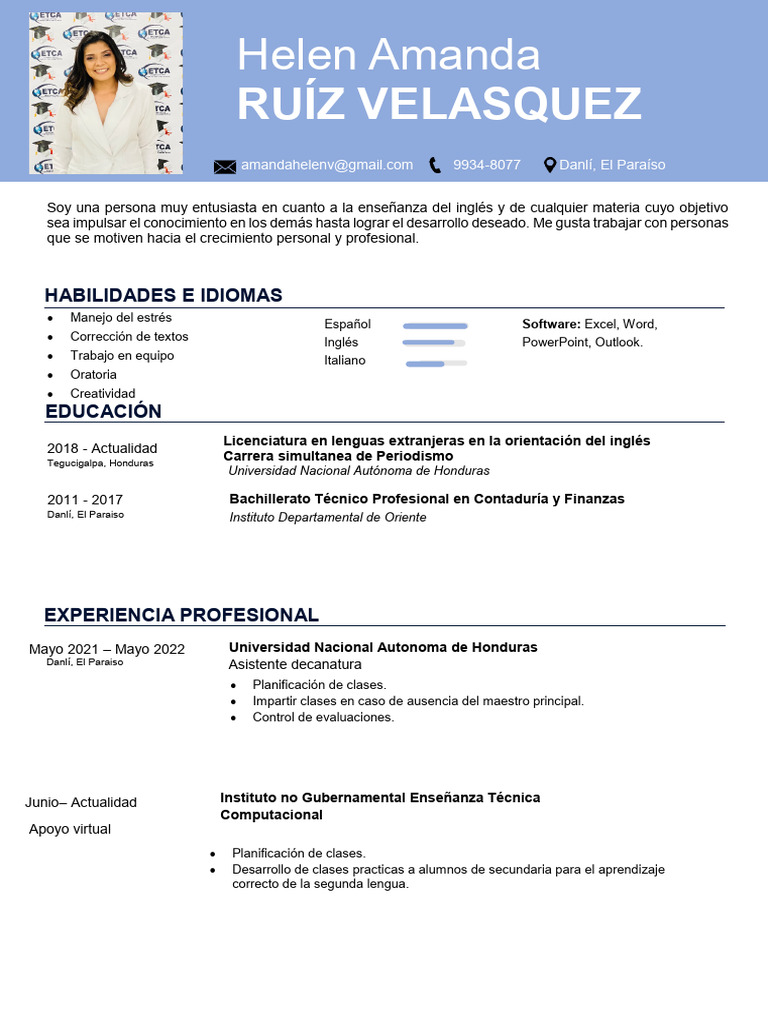 Curriculum Vitae Helen Ruíz | PDF