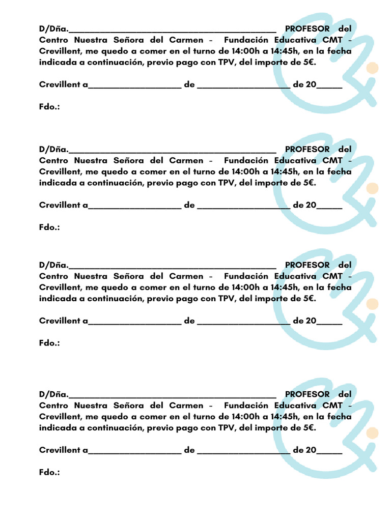 Ticket Comedor Profes | PDF