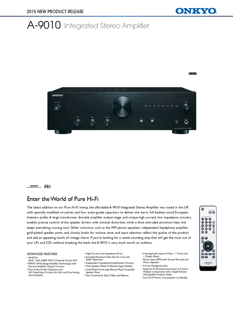 ONKYO A-9010 Datasheet UK Version | PDF | Amplifier | Loudspeaker