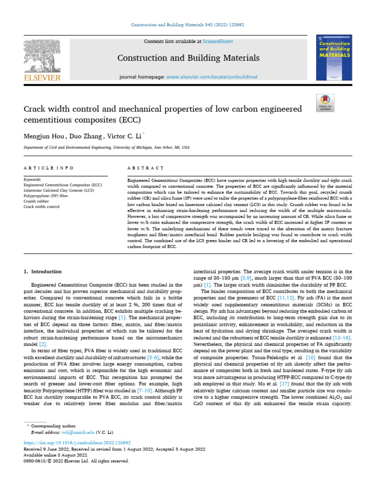 Crack Width Control and Mechanical Properties of Low - 2022 ...