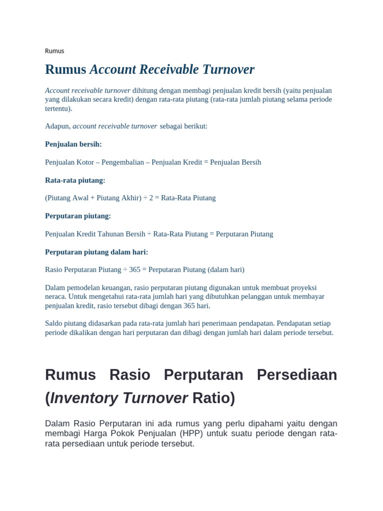 Rumus Ratio Turnover | PDF