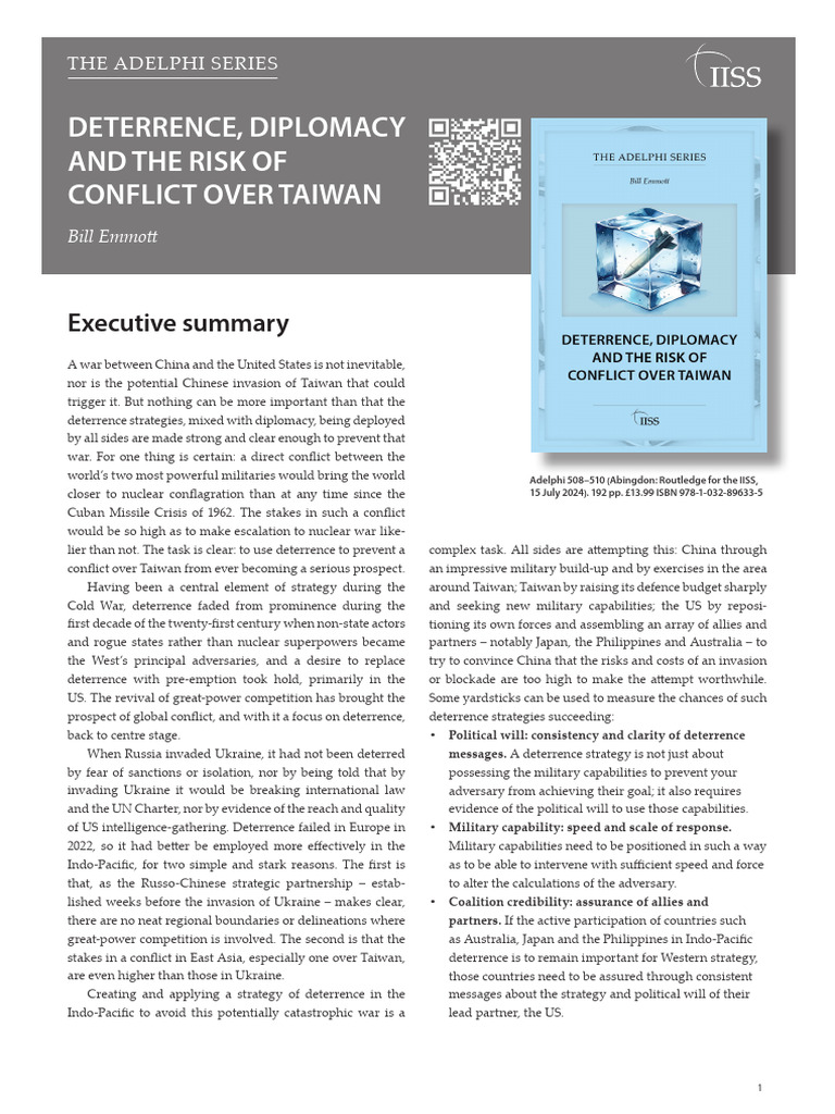 Executive Summary - Deterrence Diplomacy and The Risk of Conflict Over Taiwan | PDF | Crime ...