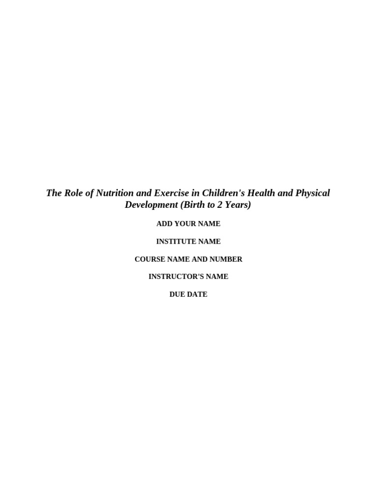 The Role of Nutrition and Exercise in Children | PDF | Breastfeeding ...