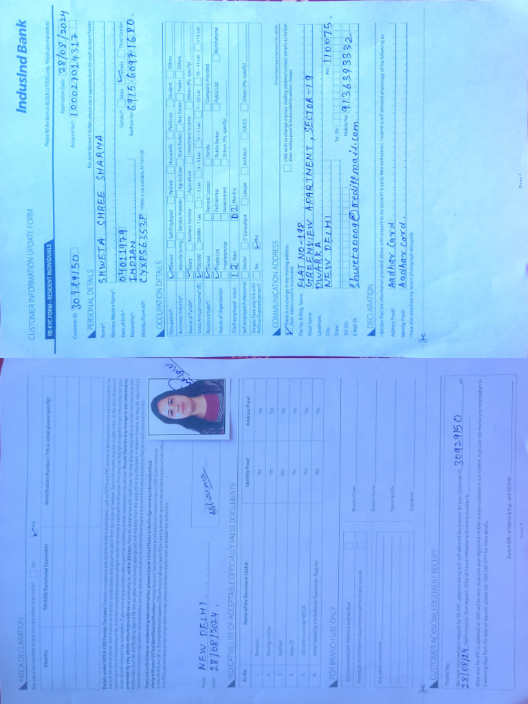 Indusind Acc Form | PDF