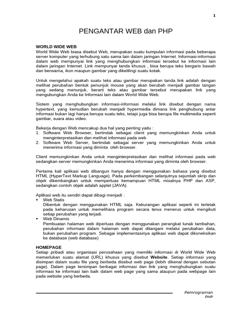 Pertemuan 1 PHP | PDF