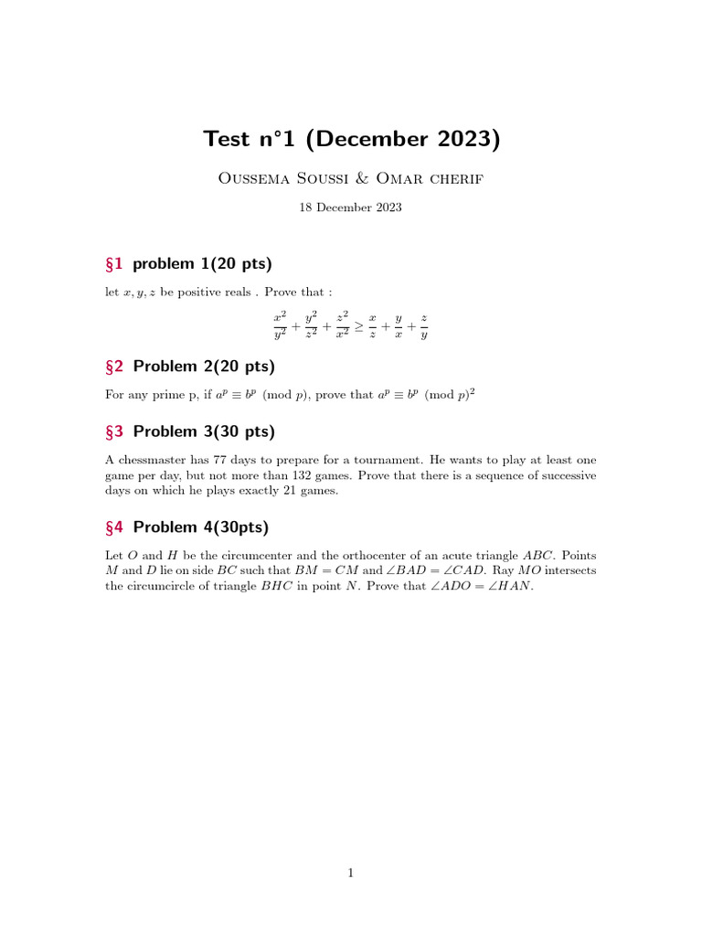 December 2023 Math Test Problems | PDF