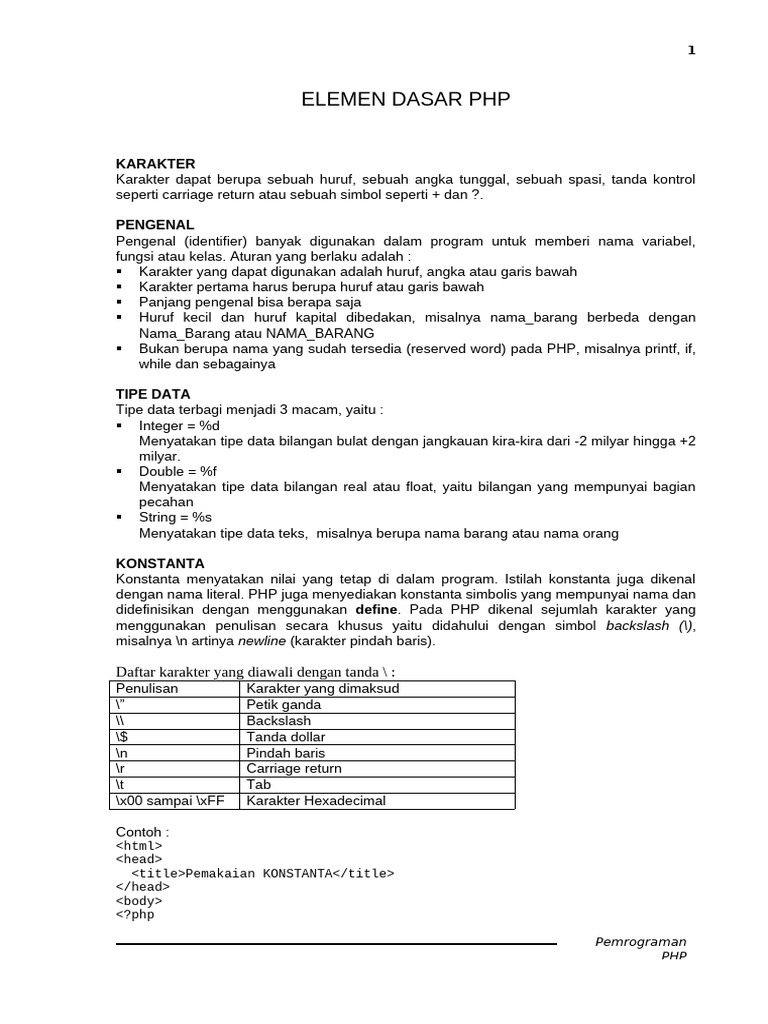 Pertemuan 2 PHP | PDF | Metode & Bahan Ajar | Komputer