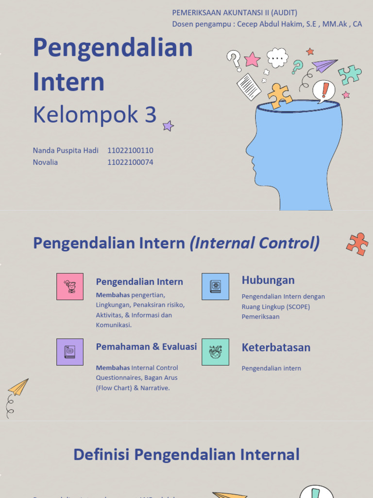 Pemeriksaan - Akuntansi II (Audit) - Kel.3 Pengendalian Internal | PDF | Bisnis