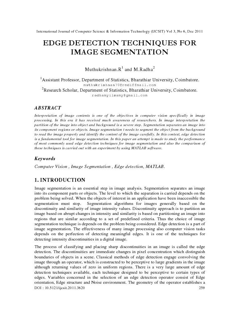 Edge Detection Techniques For Image Segmentation Pdf Image