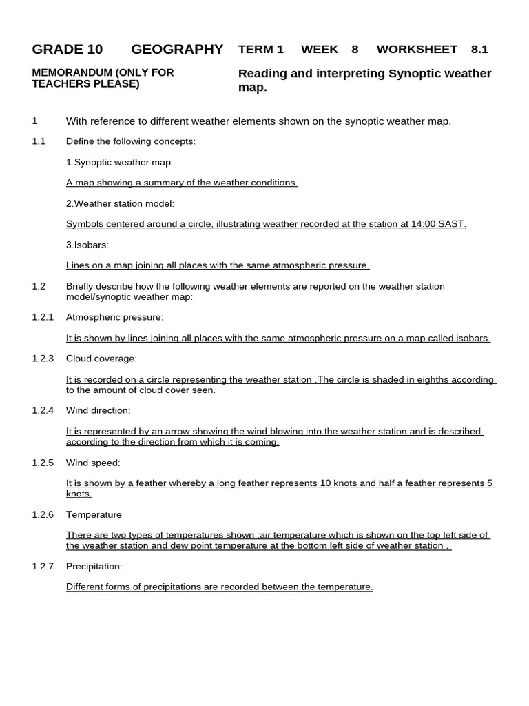 Memo w8 Ws 8.1 Weather Map | PDF