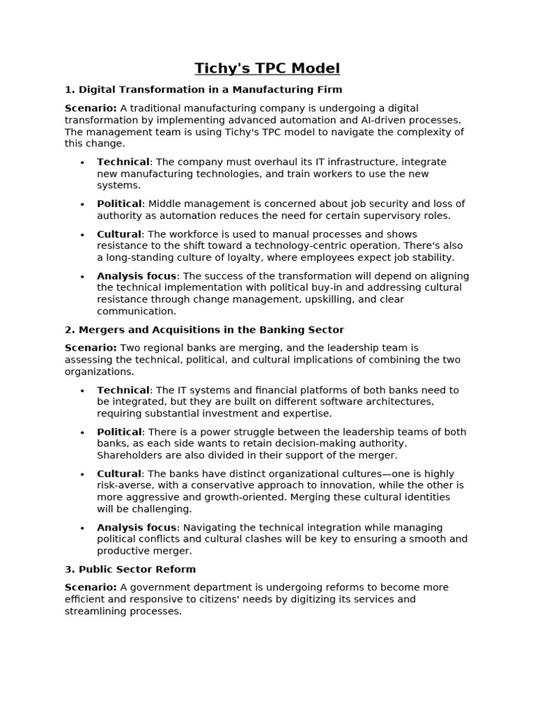 Change MGT - scenarios-TPC - Activity With Key (Answers) | PDF | Sustainability | Leadership