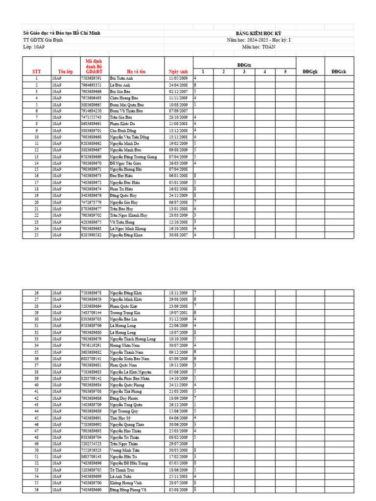 8 - Lê Giang B o Trâm - Toán - HK1 24-25 - 10a9 | PDF