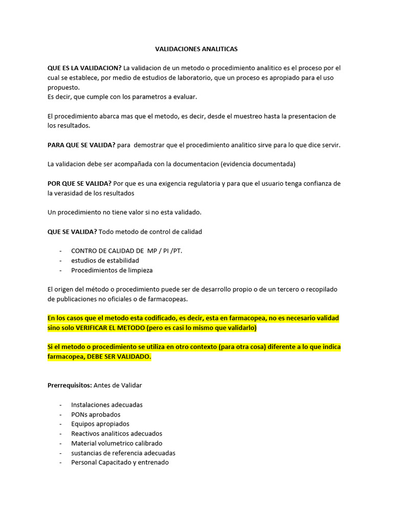 2.0 Validaciones Analiticas | PDF | Valoración | Química