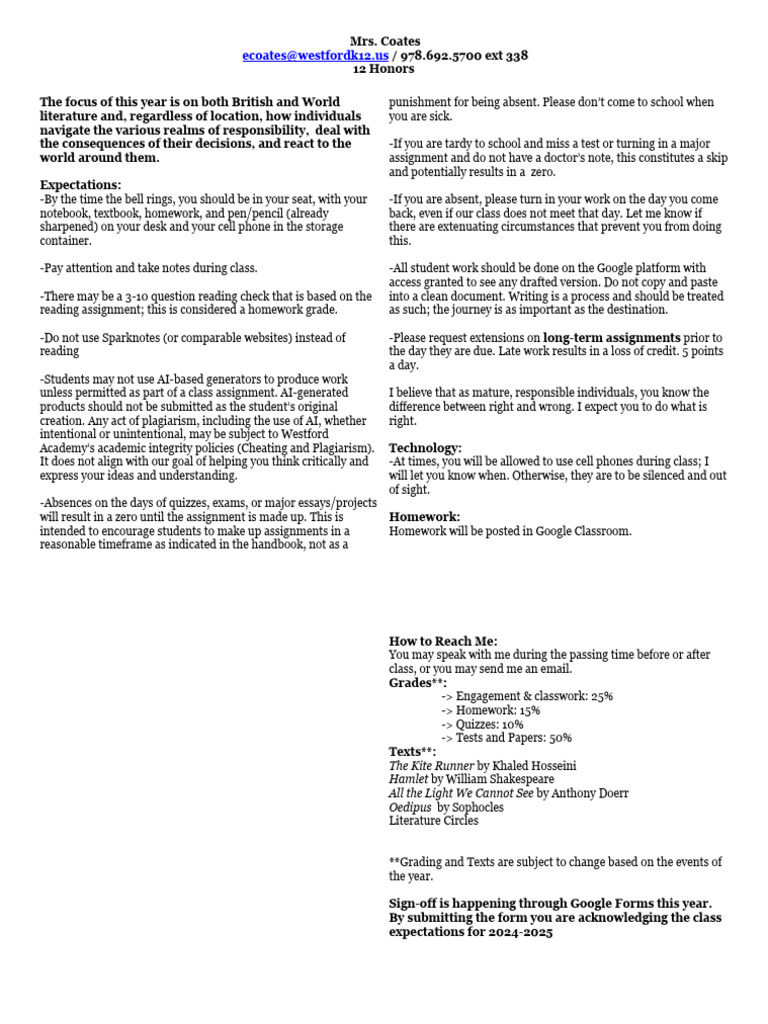 12H - Expectations 2024-2025 | PDF | Career & Growth