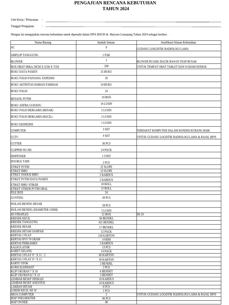 Format Justifikasi. | PDF