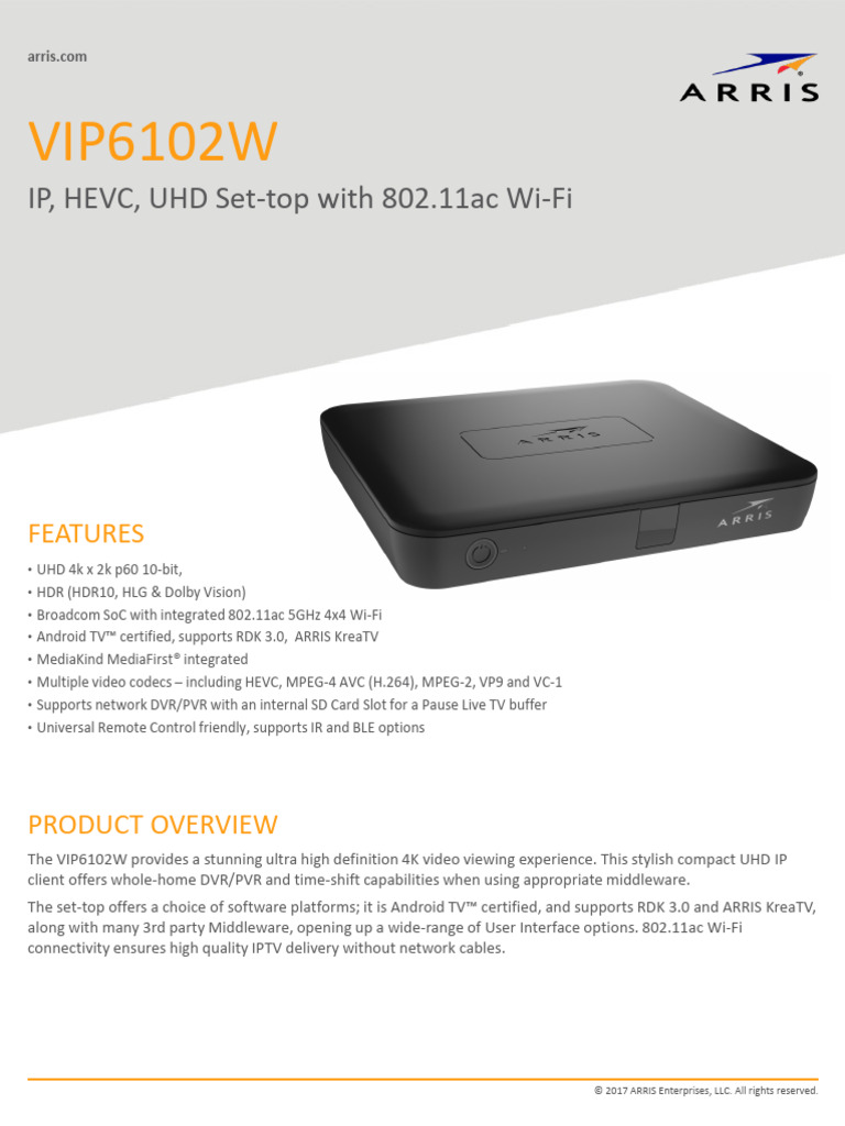 Vip6102w Uhd Ip Set Top Data Sheet | PDF | Electronics | Information ...