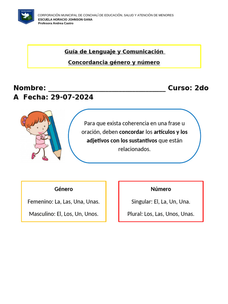 Concordancia de Género y Número en Español | PDF | Sustantivo | Adjetivo