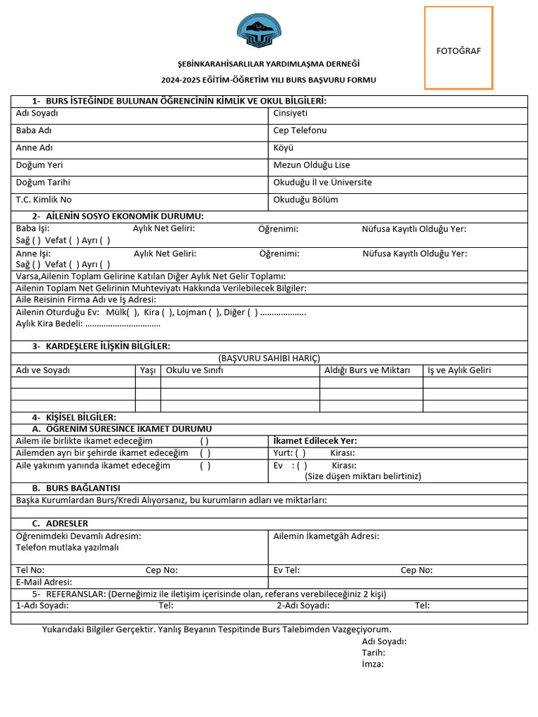 Basvuru Formu 2024 | PDF