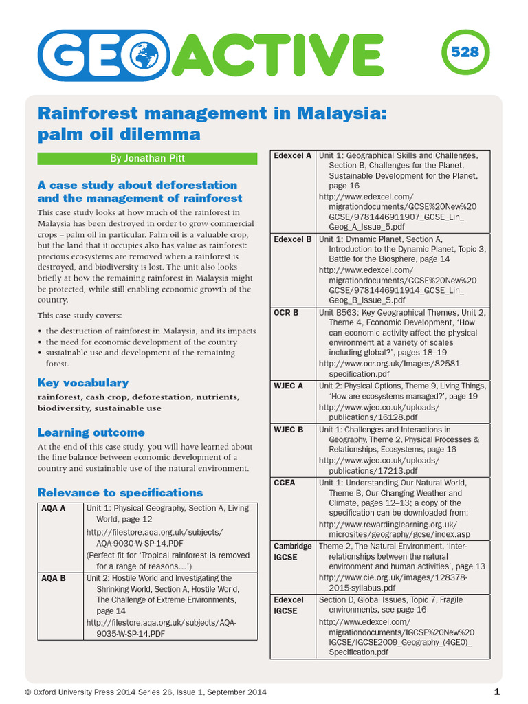 Palm Oil Dilemma | PDF | Deforestation | Rainforest