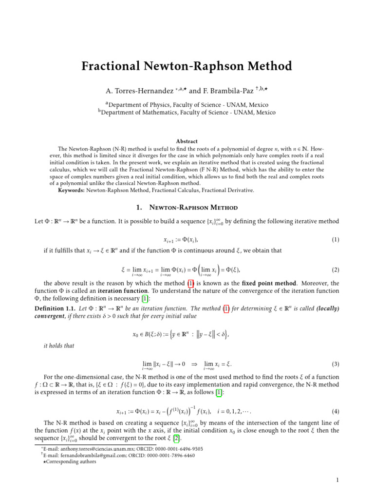Fractional Newton Raphson Method Pdf Mathematical Objects Analysis