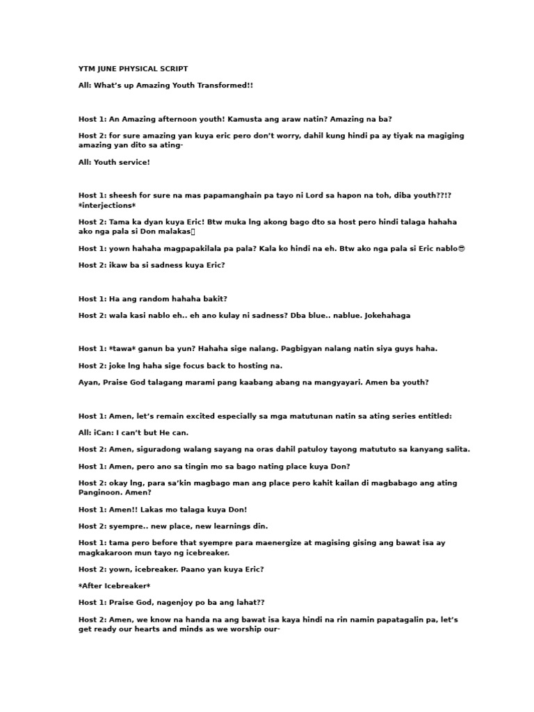 Youth Script Pdf