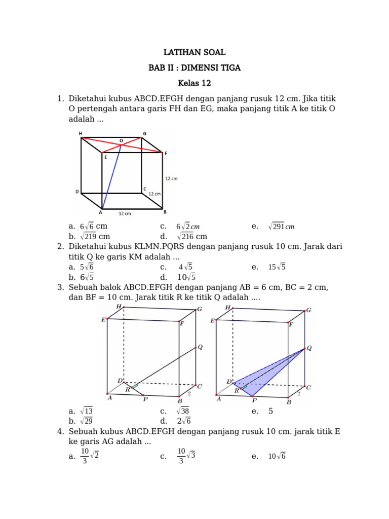 Latihan Soal Dimensi Tiga | PDF