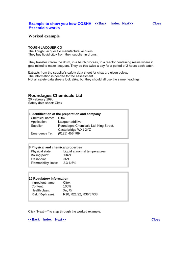 Example To Show You How COSHH Essentials Works | PDF