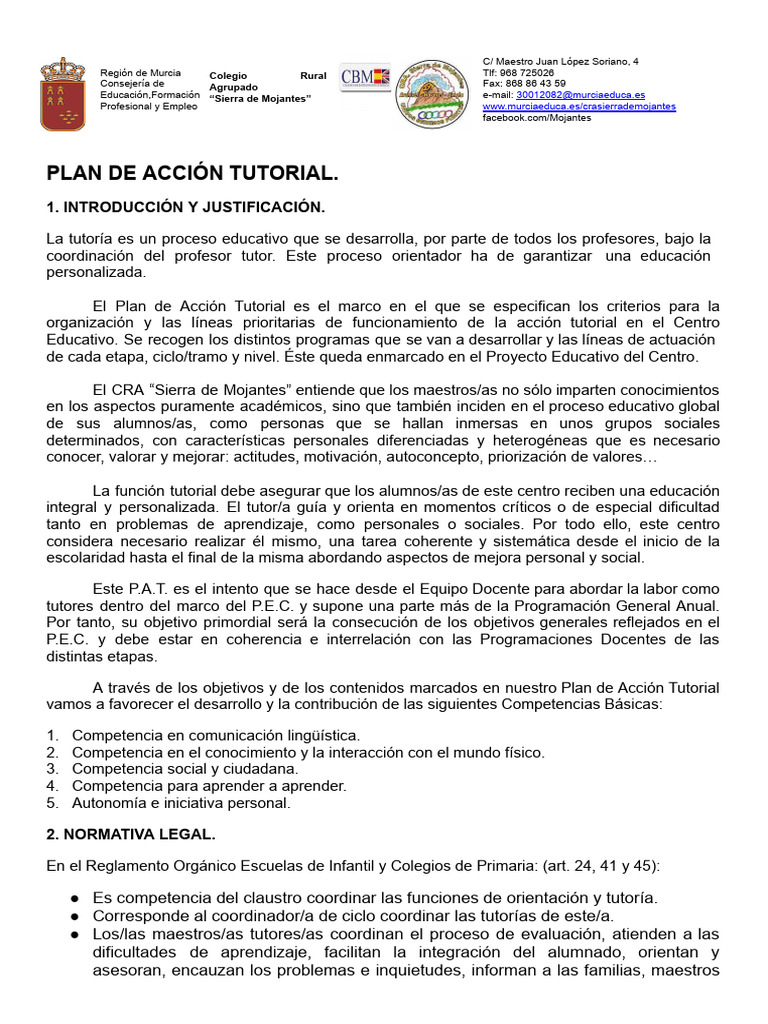 Plan de Acción Tutorial 2024-2025 | PDF | Evaluación | Maestros