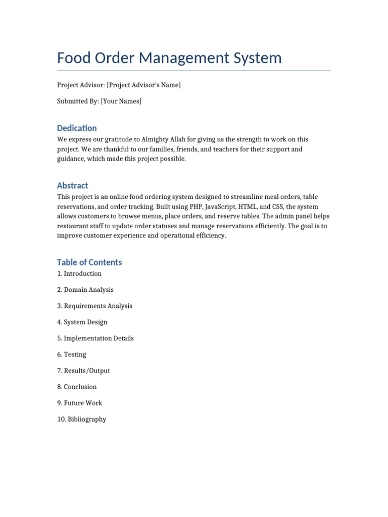 Restaurant Order System Guide | PDF | Menu | Databases