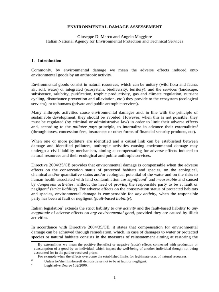 Environmental Damage Liability | PDF | Damages | Ecology