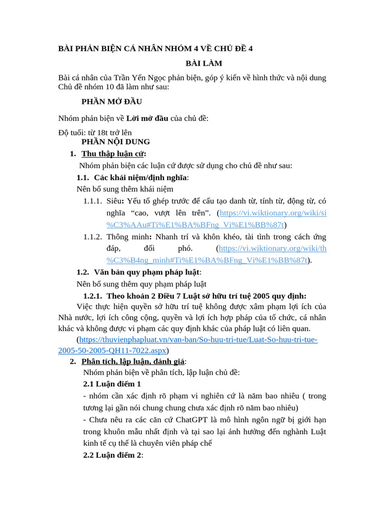 Baiphanbiencanhan-Tranyenngoc-nhom4-lop Bl2202 | PDF