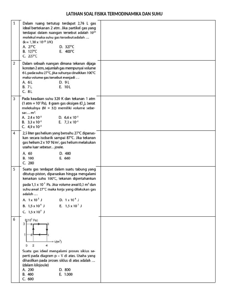 Latihan Soal Fisika Termodinamika | PDF