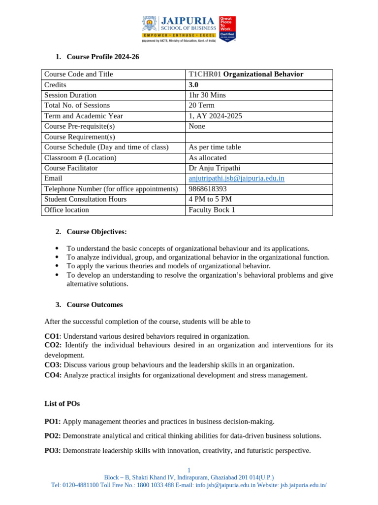 Latest OB Outline 2024-26 | PDF | Critical Thinking | Organizational ...