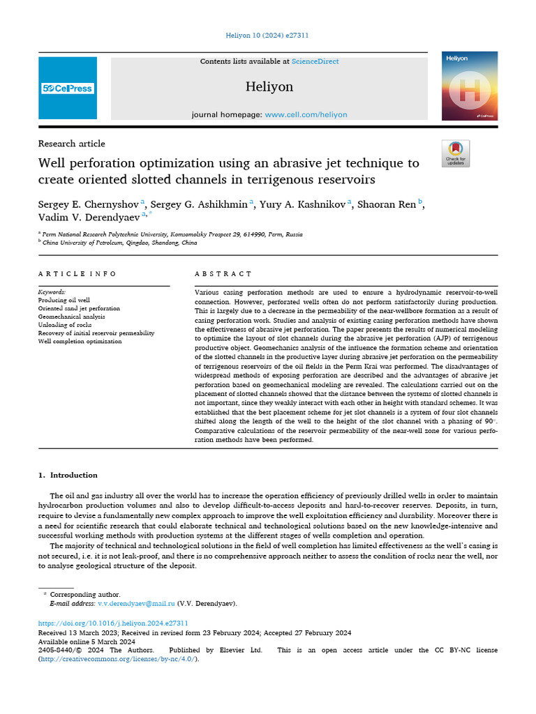 Well Perforation Optimization Using An Abrasive Jet Technique | PDF ...