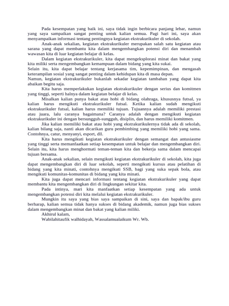 Pentingnya Ekstrakurikuler di Sekolah | PDF