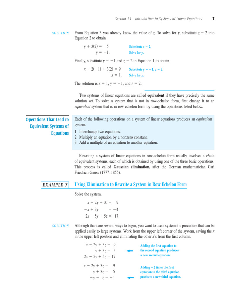 Elementary Linear Algebra | PDF | Equations | System Of Linear Equations