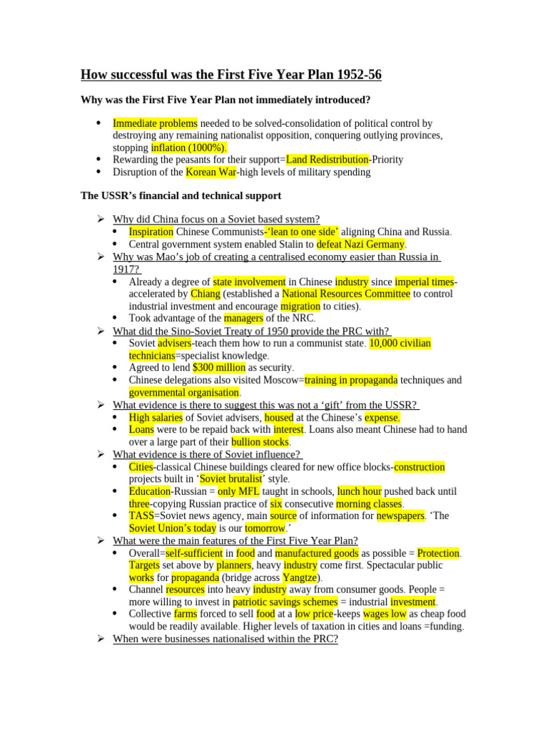 The Five Year Plans | PDF | Mao Zedong | Deng Xiaoping