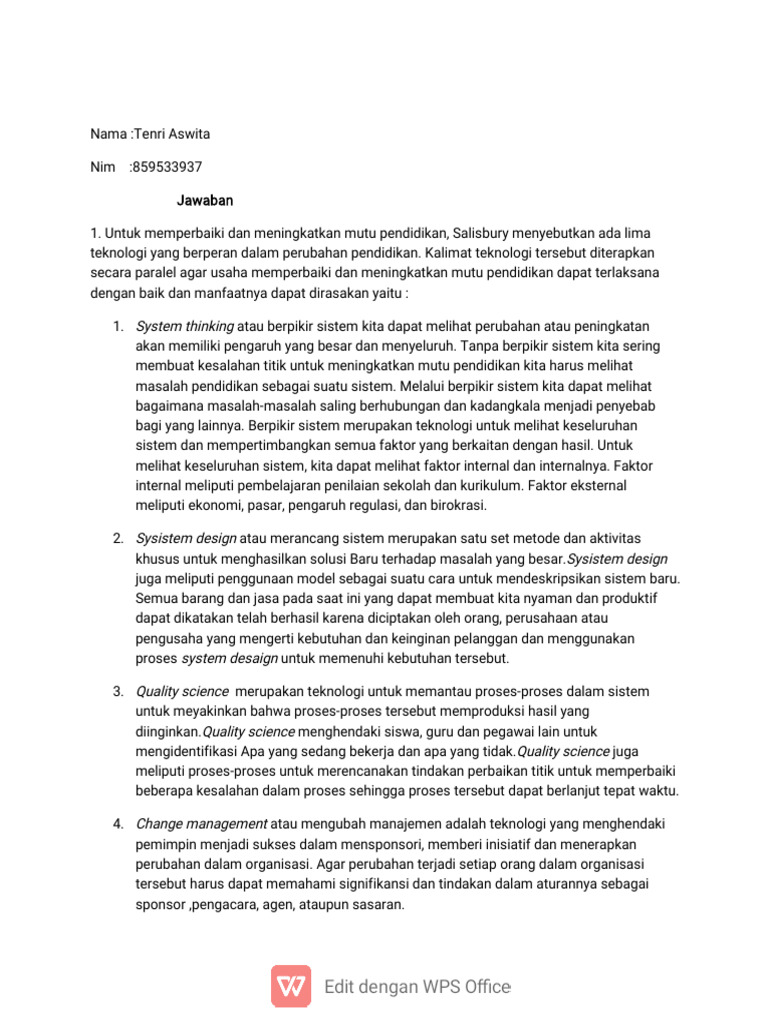 Tugas 1 Tenri Aswita Pembaruan Dalam Pembelajaran Di SD | PDF