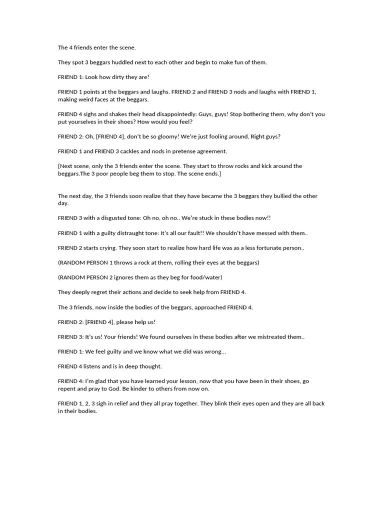 The 4 Friends Script | PDF