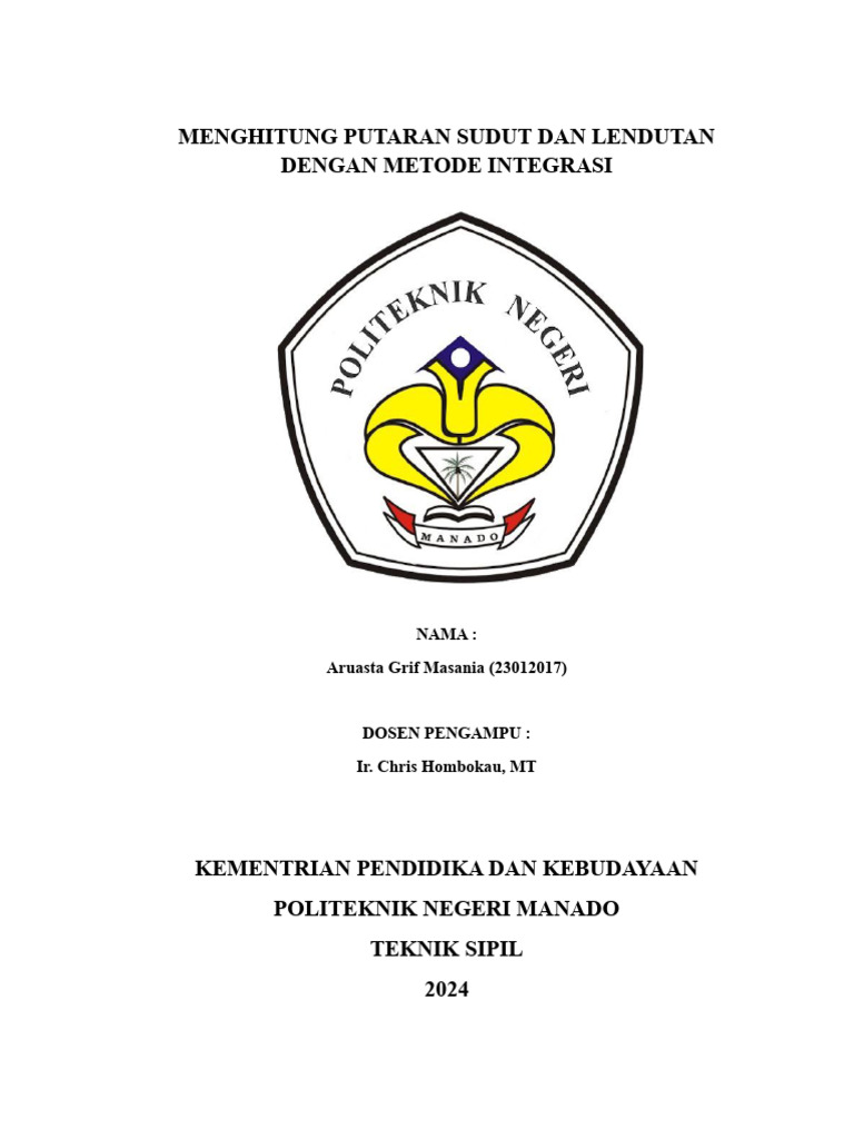 Menghitung Putaran Sudut Dan Lendutan Dengan Metode Integrasi Aruasta 1 ...